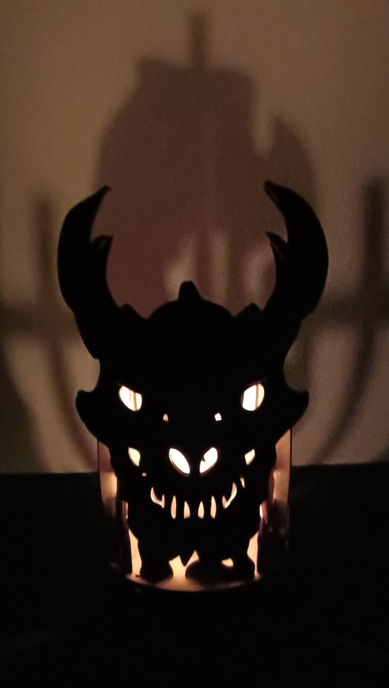 Demon Halloween Lantern SVG Laser Cut Files Scary Night Light Candle ...