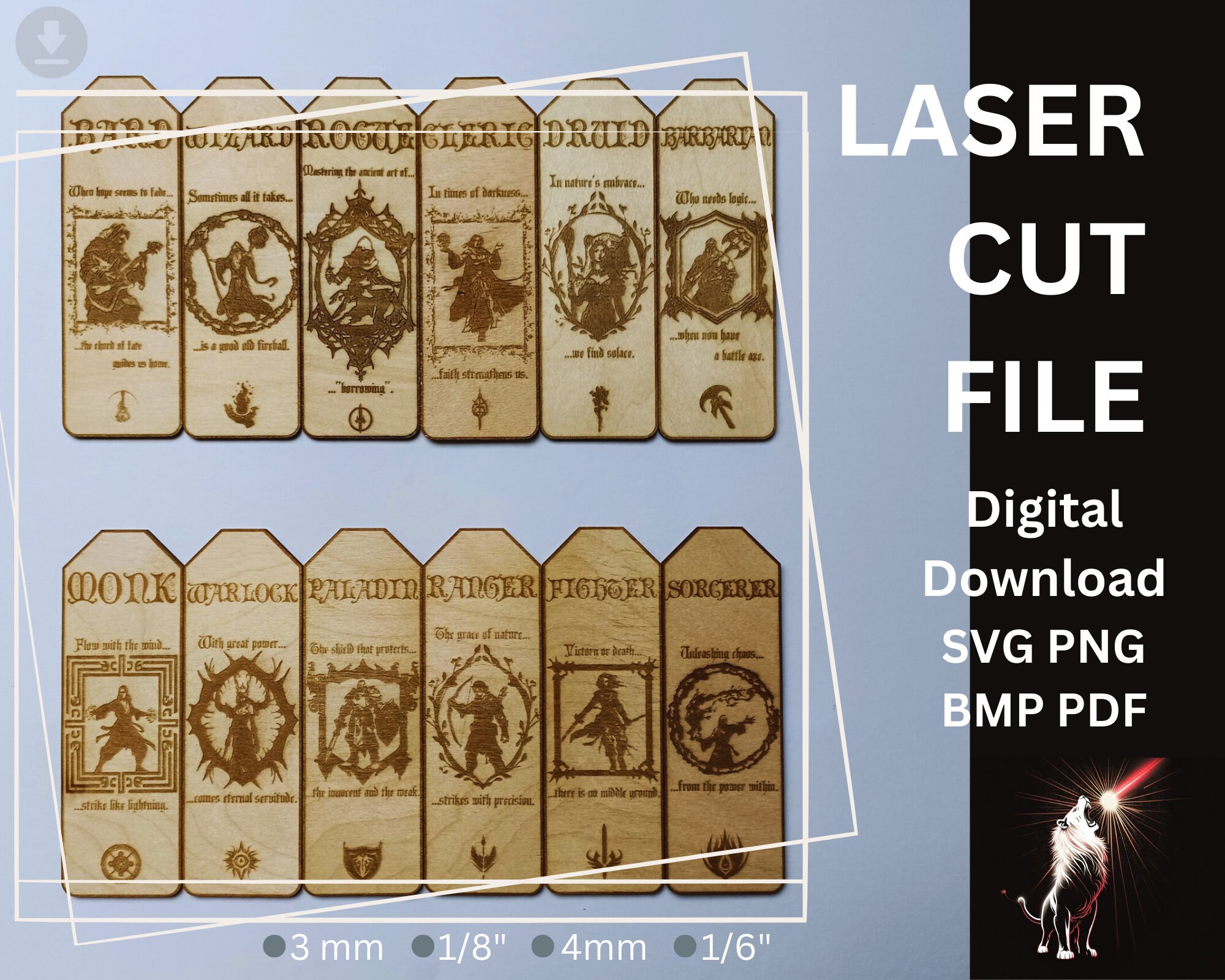 RPG Bookmarks SVG Laser Cut Digital Files Bundle 12 Character - Etsy Canada