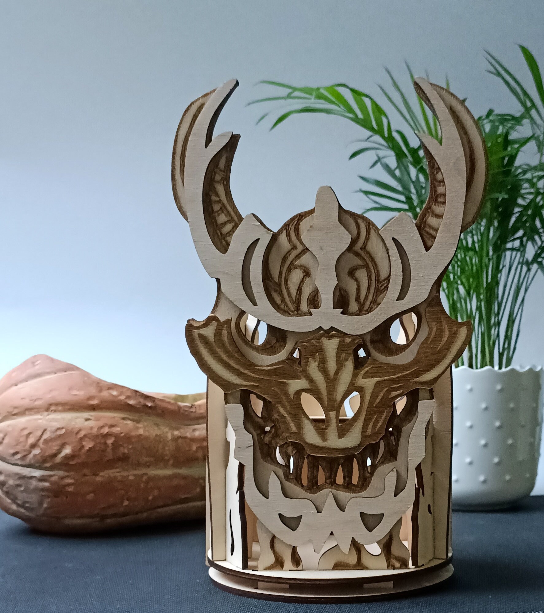 Demon Halloween Lantern SVG Laser Cut Files Scary Night Light Candle ...