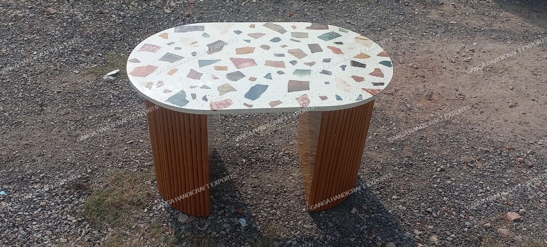 Terrazzo Dining Table Oval Shape Stylish Terrazzo Coffee - Etsy
