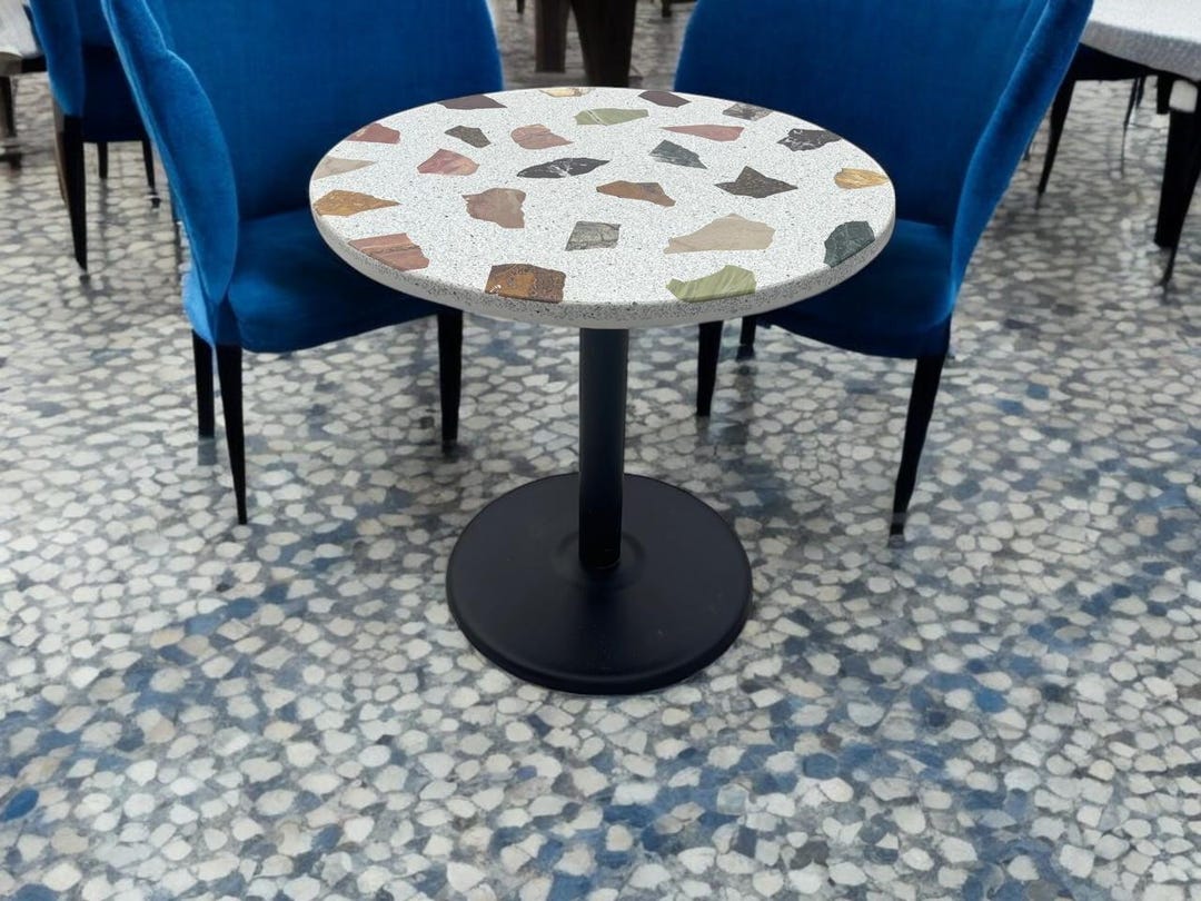 White Terrazzo Bistro Table, Bistro Coffee Table, Bistro Restaurant ...