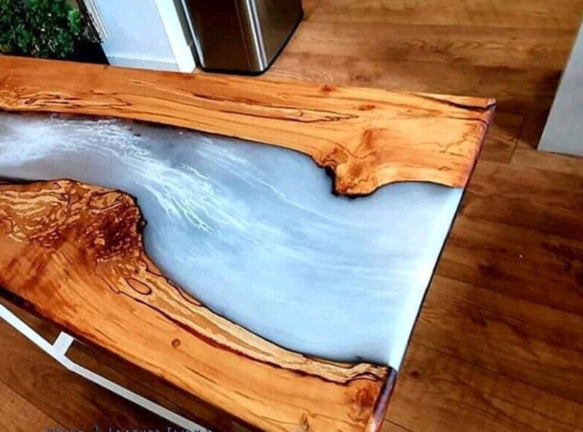 River Flow Epoxy Resin Dining Table Top, Counter Epoxy, Live Edge Epoxy ...