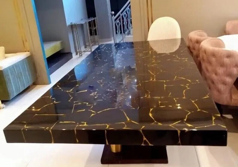 Black Obsidian Dining/coffee Table, Designer Countertop for Bar and ...