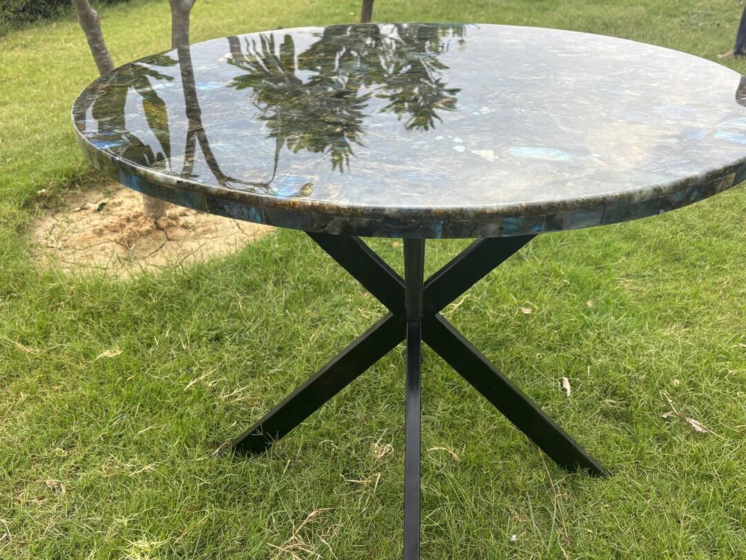 Round Labradorite Dining Table, Living Room Labradorite Table Top ...
