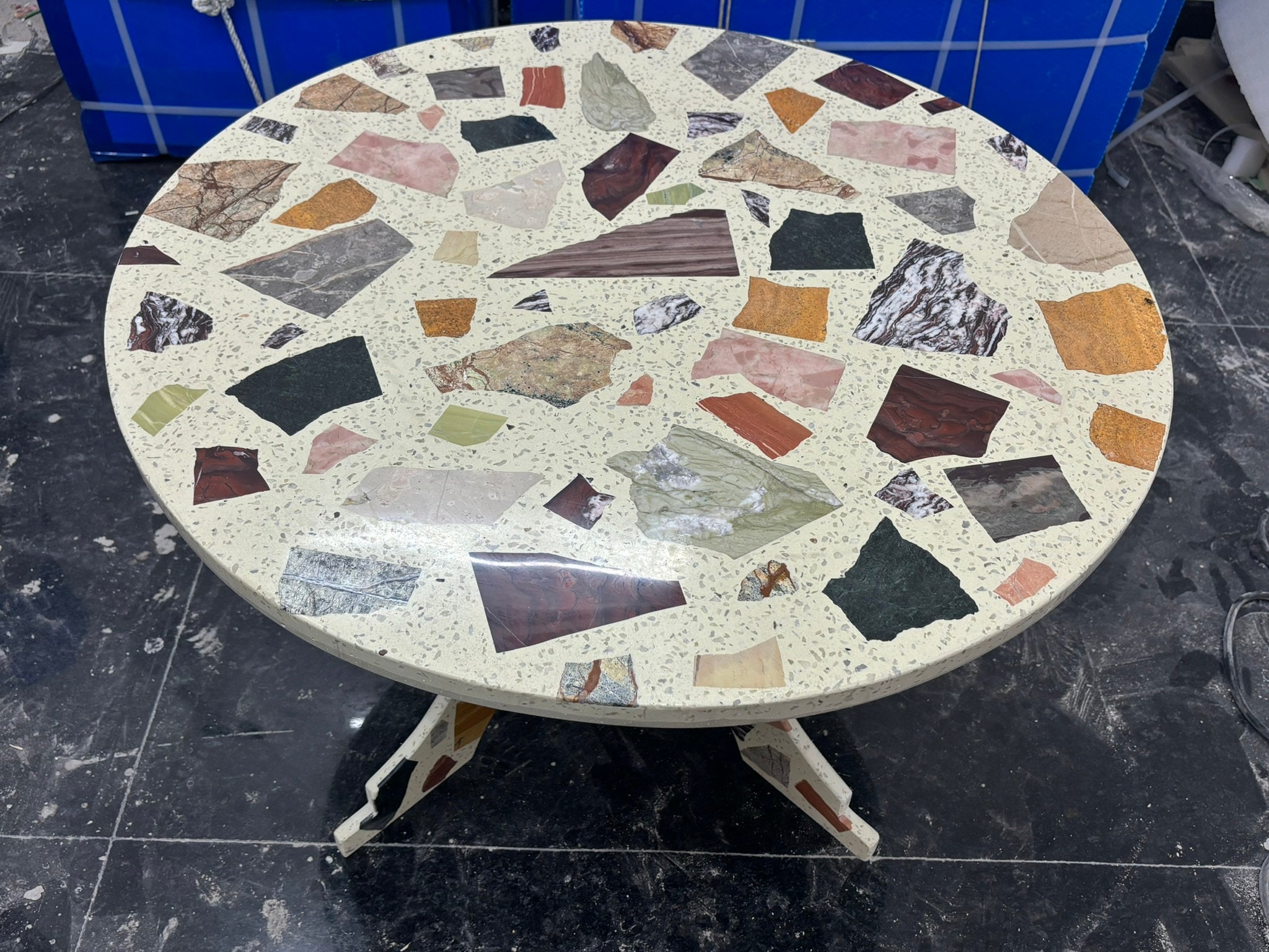 Terrazzo Coffee Table, Terrazzo Legs, Round Terrazzo Table Top, Modern ...