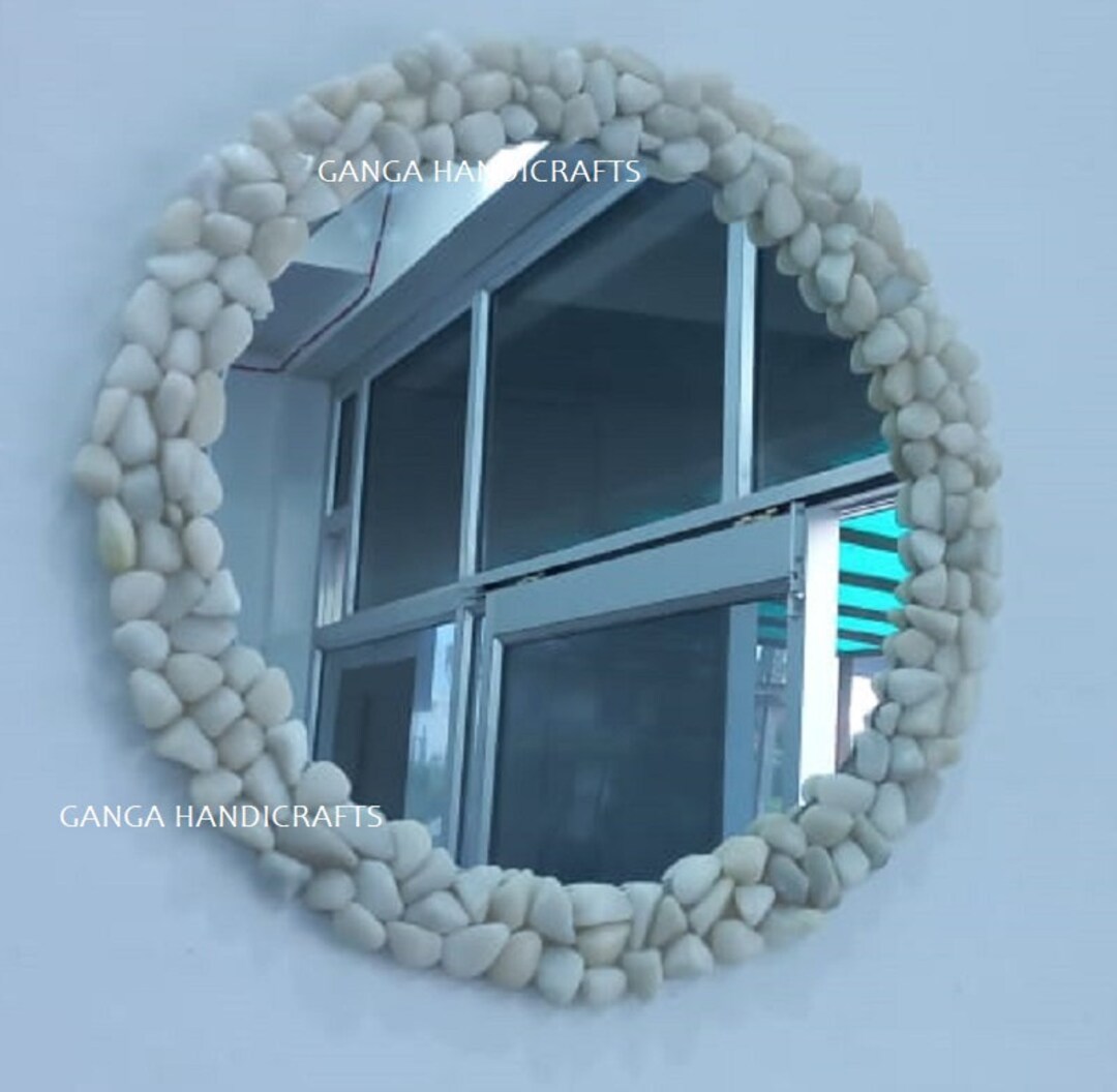 Decorative White Pebbles Bathroom Mirror Bathroom Vanity - Etsy