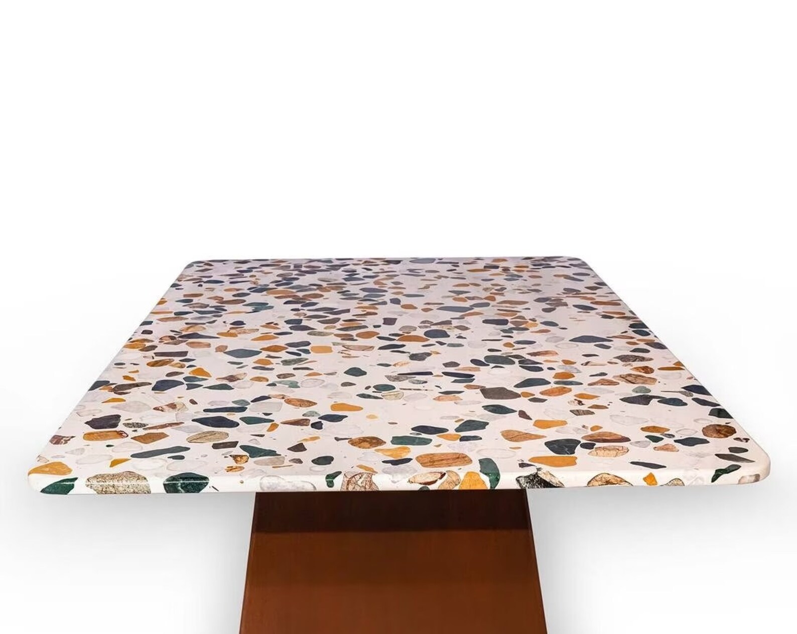 White Terrazzo Table Top With Stone Flakes and Chips for Restaurants, Balcony, Big Size Terrazzo ...