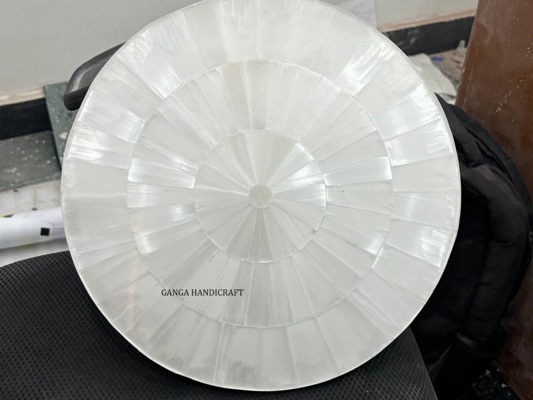 Selenite Wall Panel, Round Selenite Wall Decor Item, Living Room ...