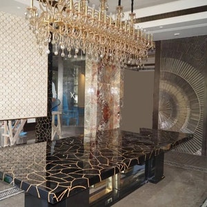 Black Obsidian Dining/coffee Table, Designer Countertop for Bar and ...