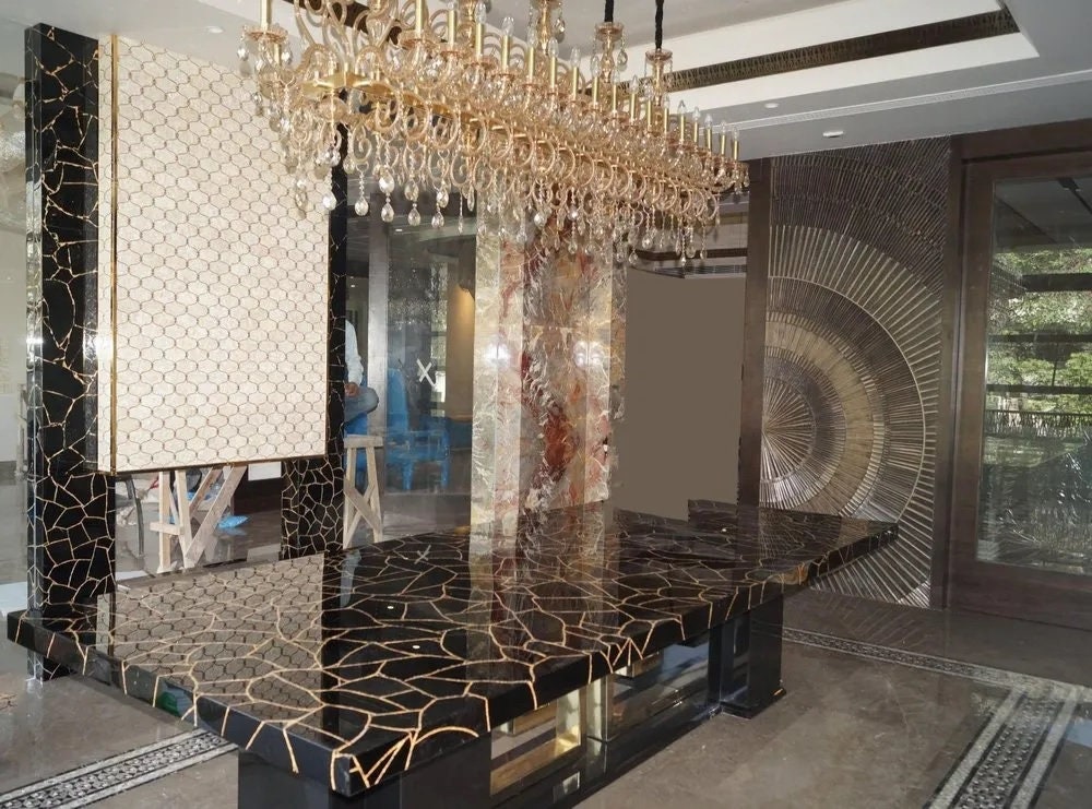 Black Obsidian Dining/coffee Table, Designer Countertop for Bar and ...