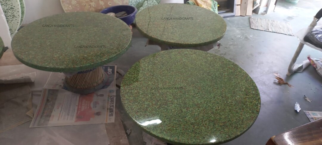 Green Terrazzo Table Top for Restaurants, Gardens, Balcony, Round ...