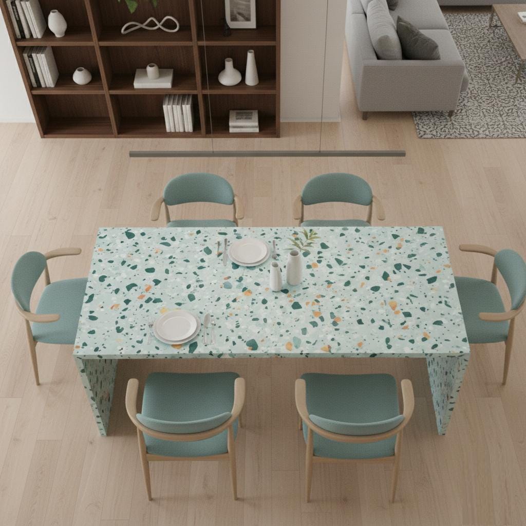 Modern U Shape Terrazzo Dining Table, Stylish Living Room Decor, 72"x36 ...