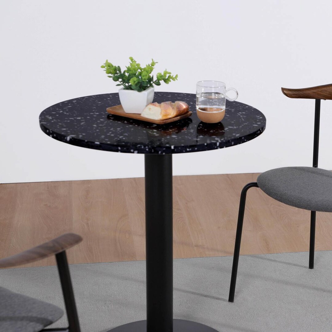 Black Terrazzo Table Top for Restaurants, Gardens, Balcony, Round ...