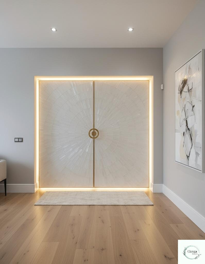Handcrafted Selenite Sunburst Doors, Selenite Wardrobe Doors, Modern ...