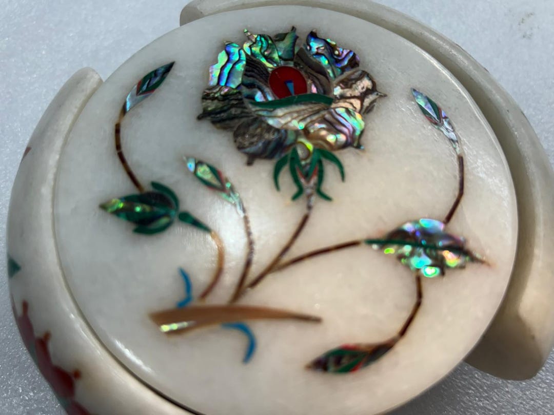 4" Round White Marble Coaster Sets, Pietradura Table Top Coasters ...