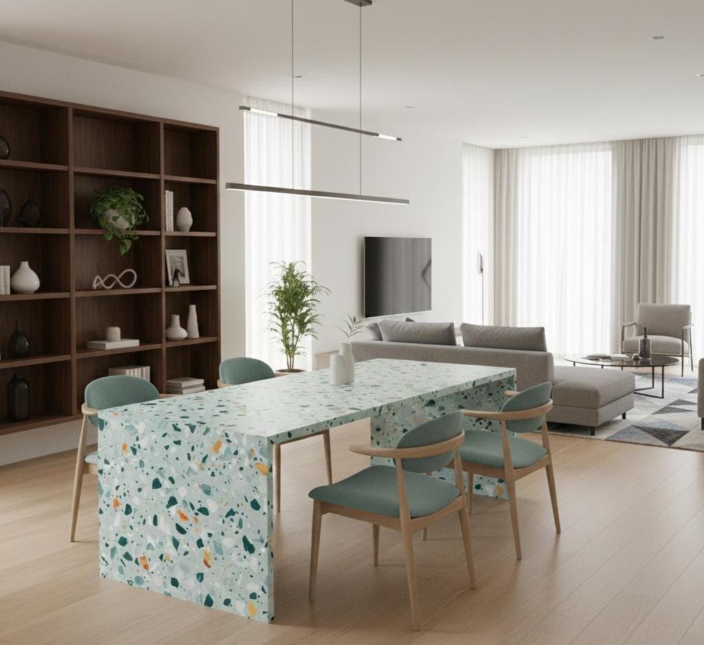 Modern U Shape Terrazzo Dining Table, Stylish Living Room Decor, 72"x36 ...