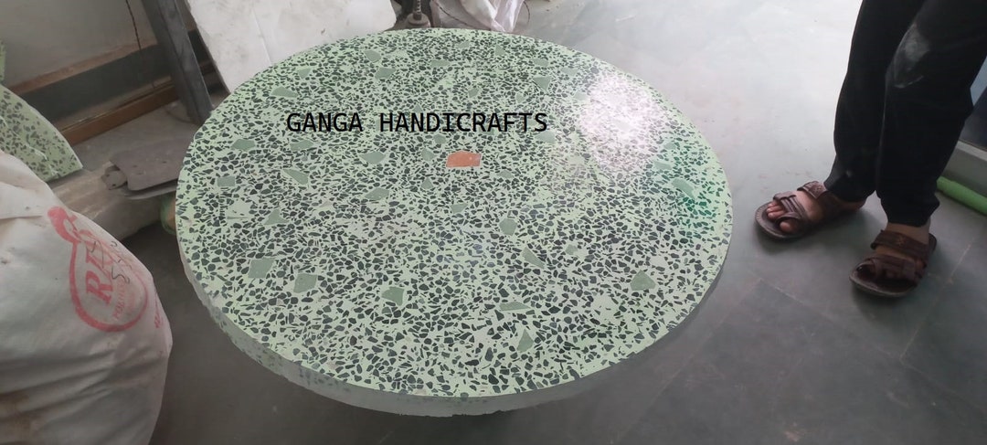 Green Terrazzo Dining Table Top for Restaurants, Meeting Rooms, Round ...