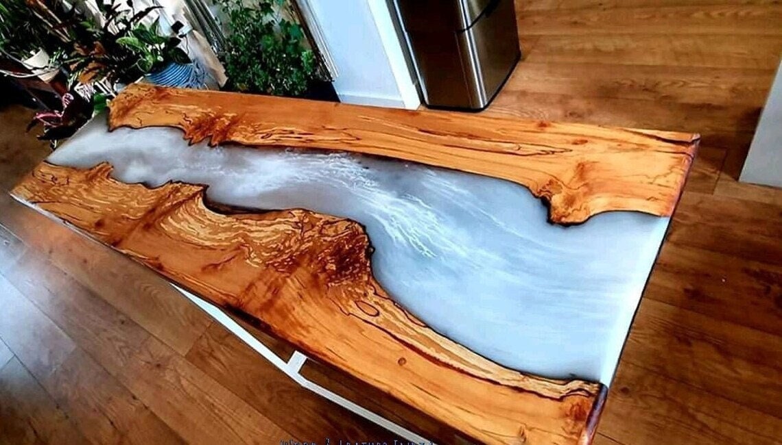 River Flow Epoxy Resin Dining Table Top, Counter Epoxy, Live Edge Epoxy Table - Etsy