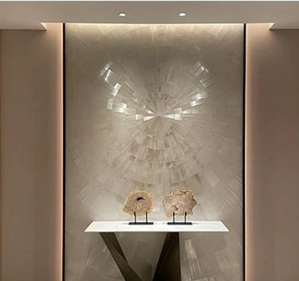 Sunburst Selenite Wall Panel Backsplash Dining Table Top - Etsy