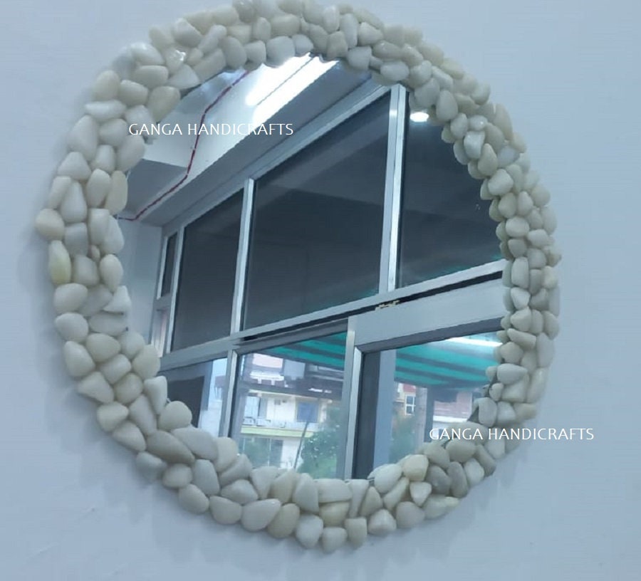Decorative White Pebbles Bathroom Mirror Bathroom Vanity - Etsy