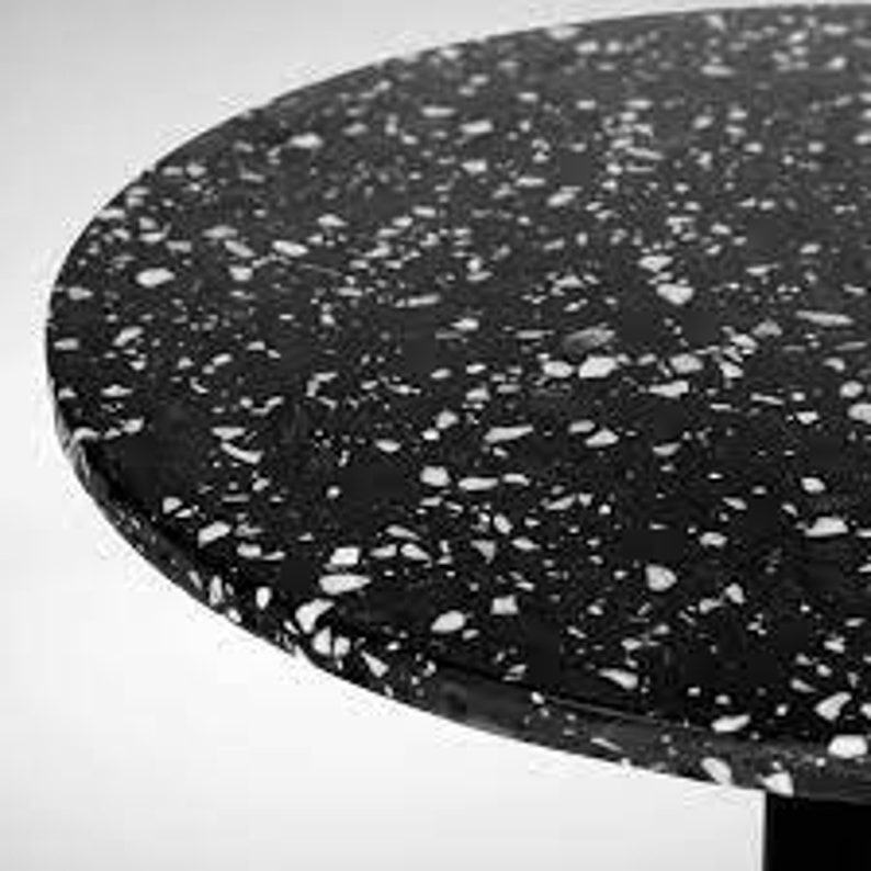 Black Terrazzo Table Top for Restaurants, Gardens, Balcony, Round Terrazzo Coffee Table Top ...