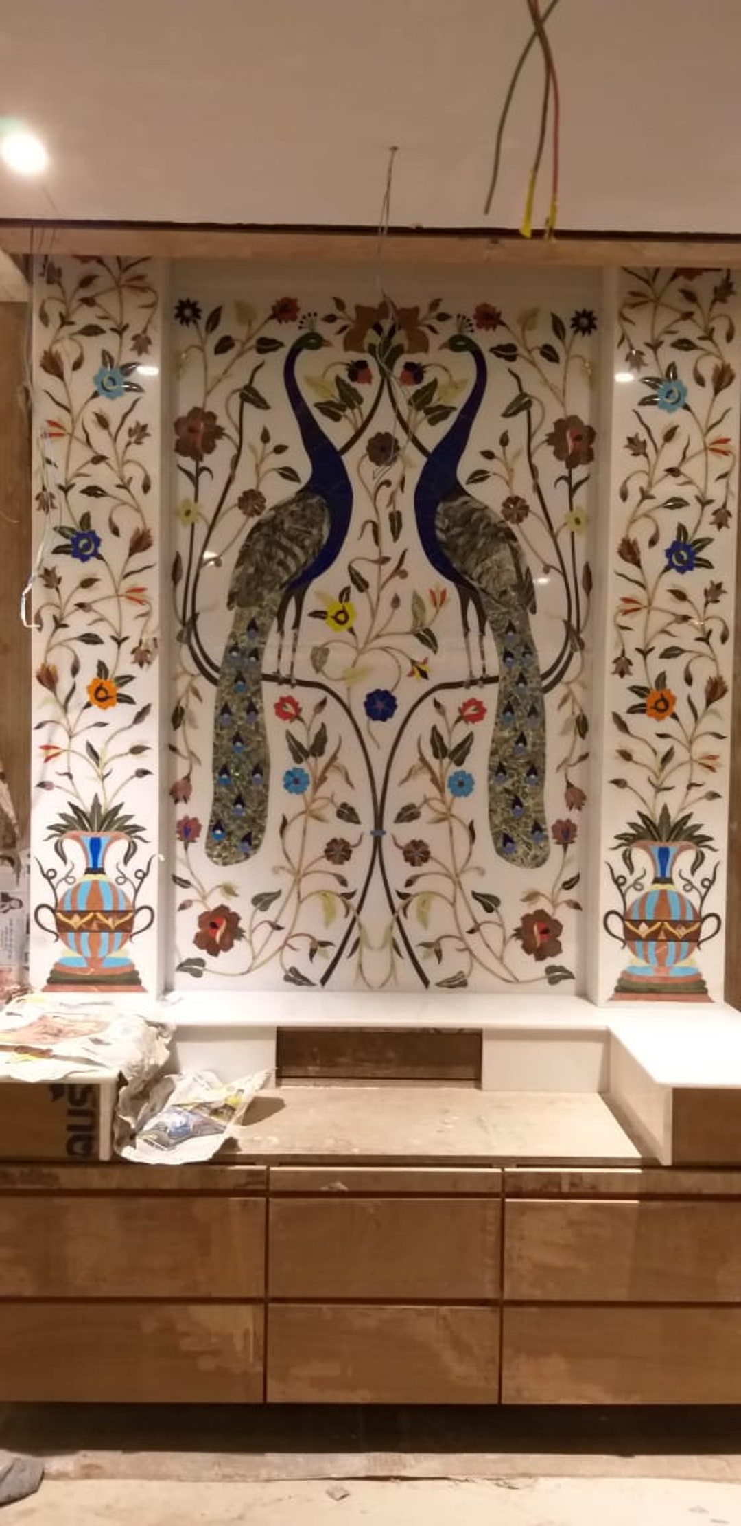 Peacock Marble Inlay Wall Panel, Wall Decor, Backsplash, Customized ...