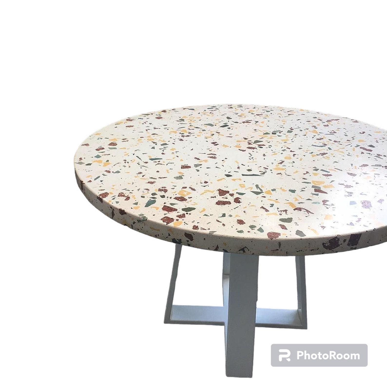 Terrazzo Table Top for Restaurants, Gardens, Balcony, Round Terrazzo Coffee Table Top, Long ...