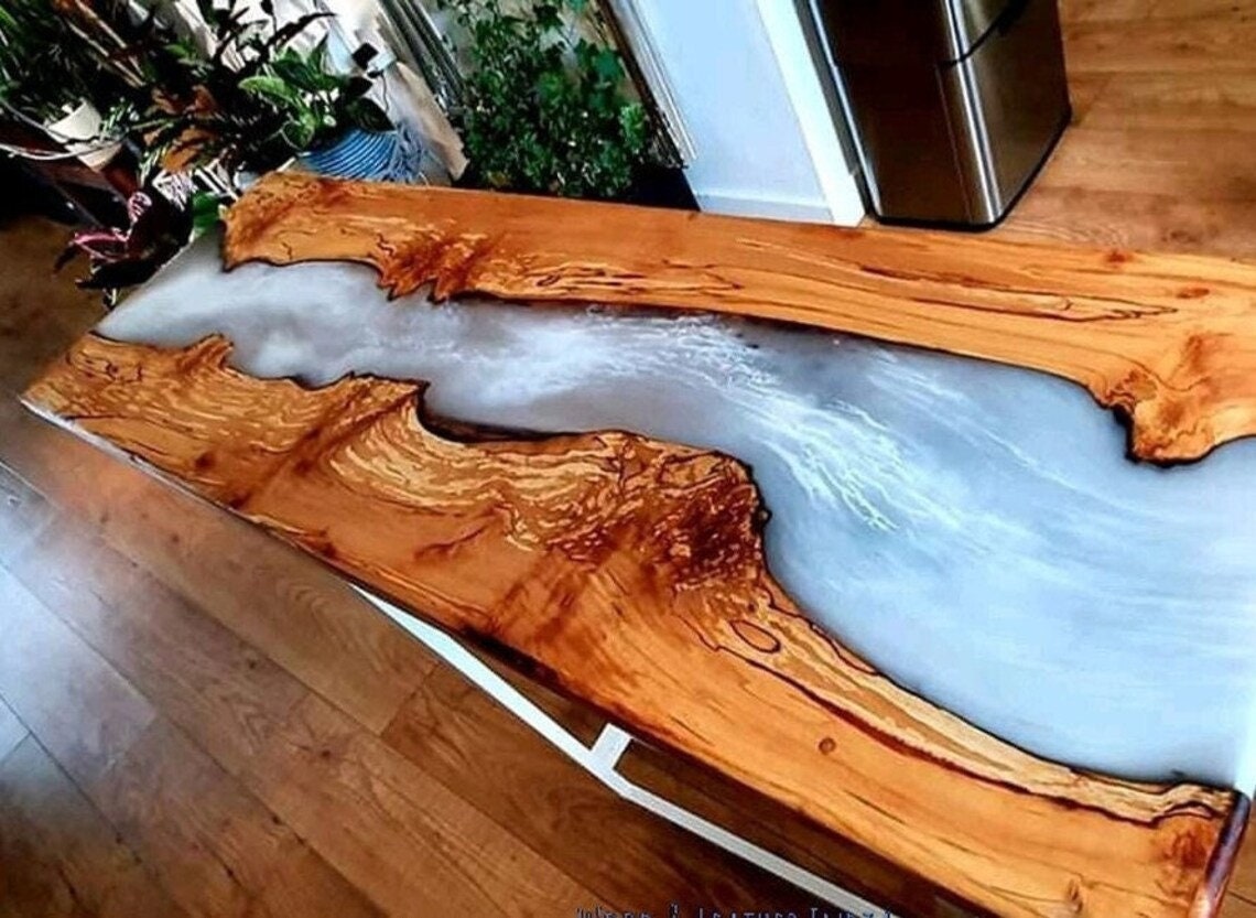 River Flow Epoxy Resin Dining Table Top, Counter Epoxy, Live Edge Epoxy ...