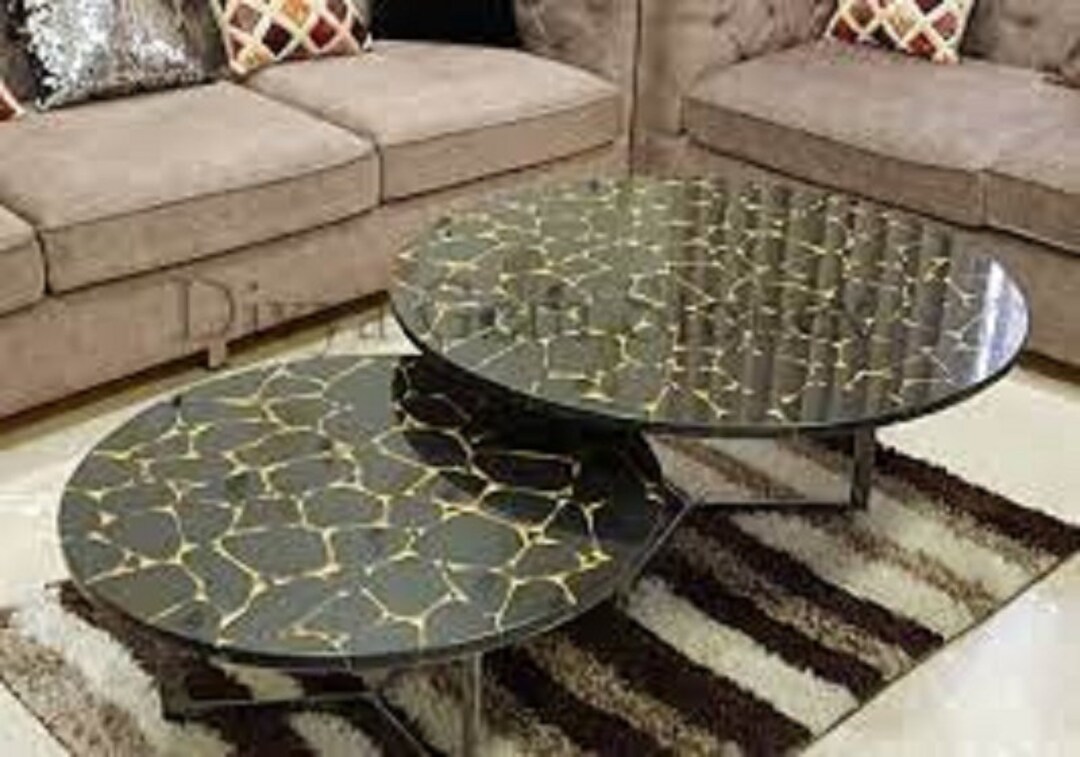 Custom Made Black Obsidian Coffee Table, Round Coffee Table Top - Etsy