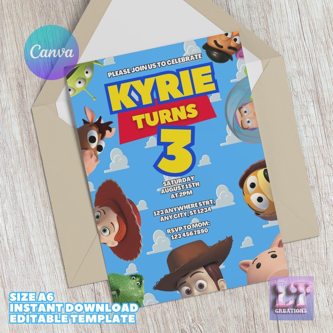 Toy Story Digital Invitation, Toy Story Birthday Party, Kids Digital ...