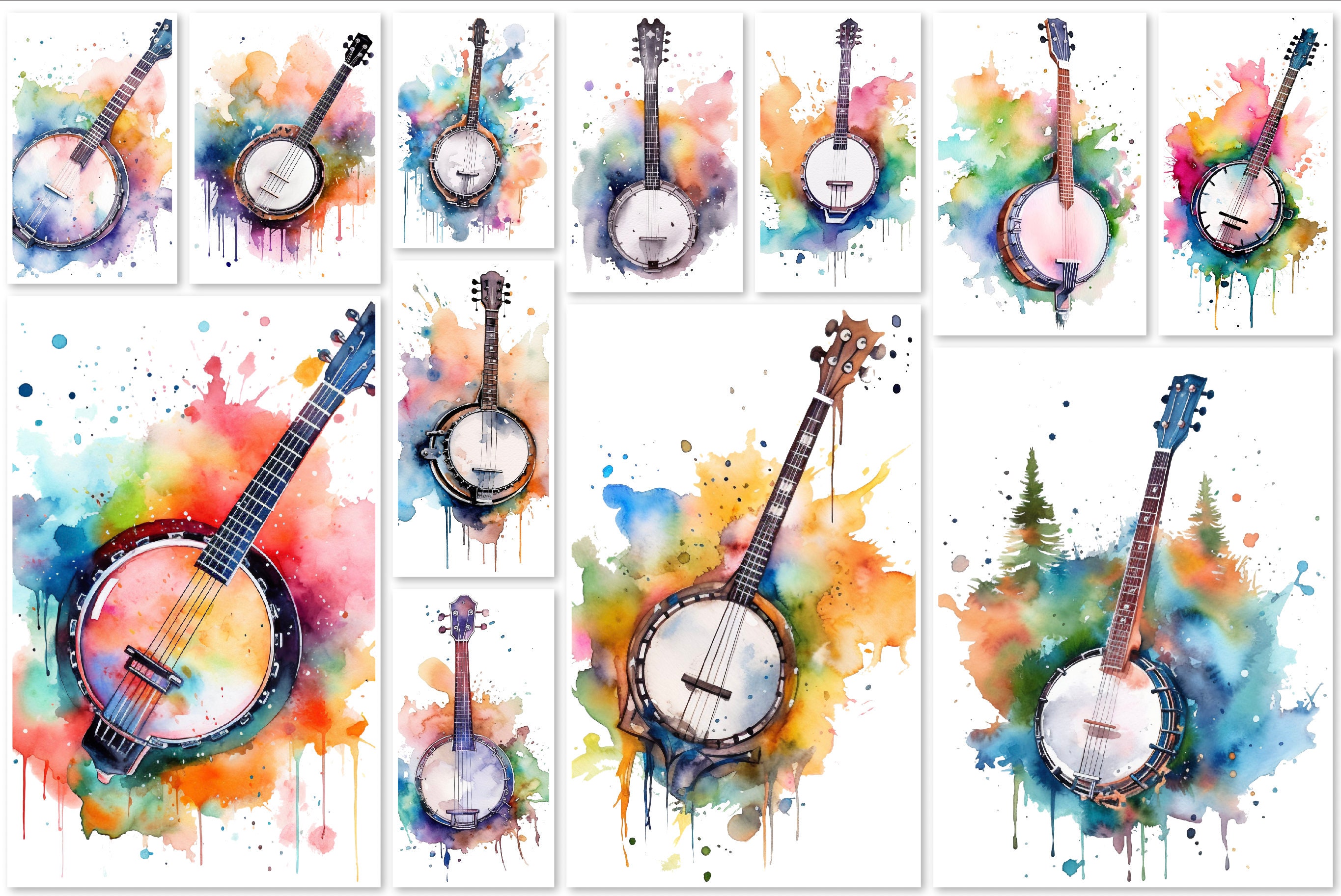 Mega Bundle 120 Watercolor Music Instruments Pngs Clipart - Etsy