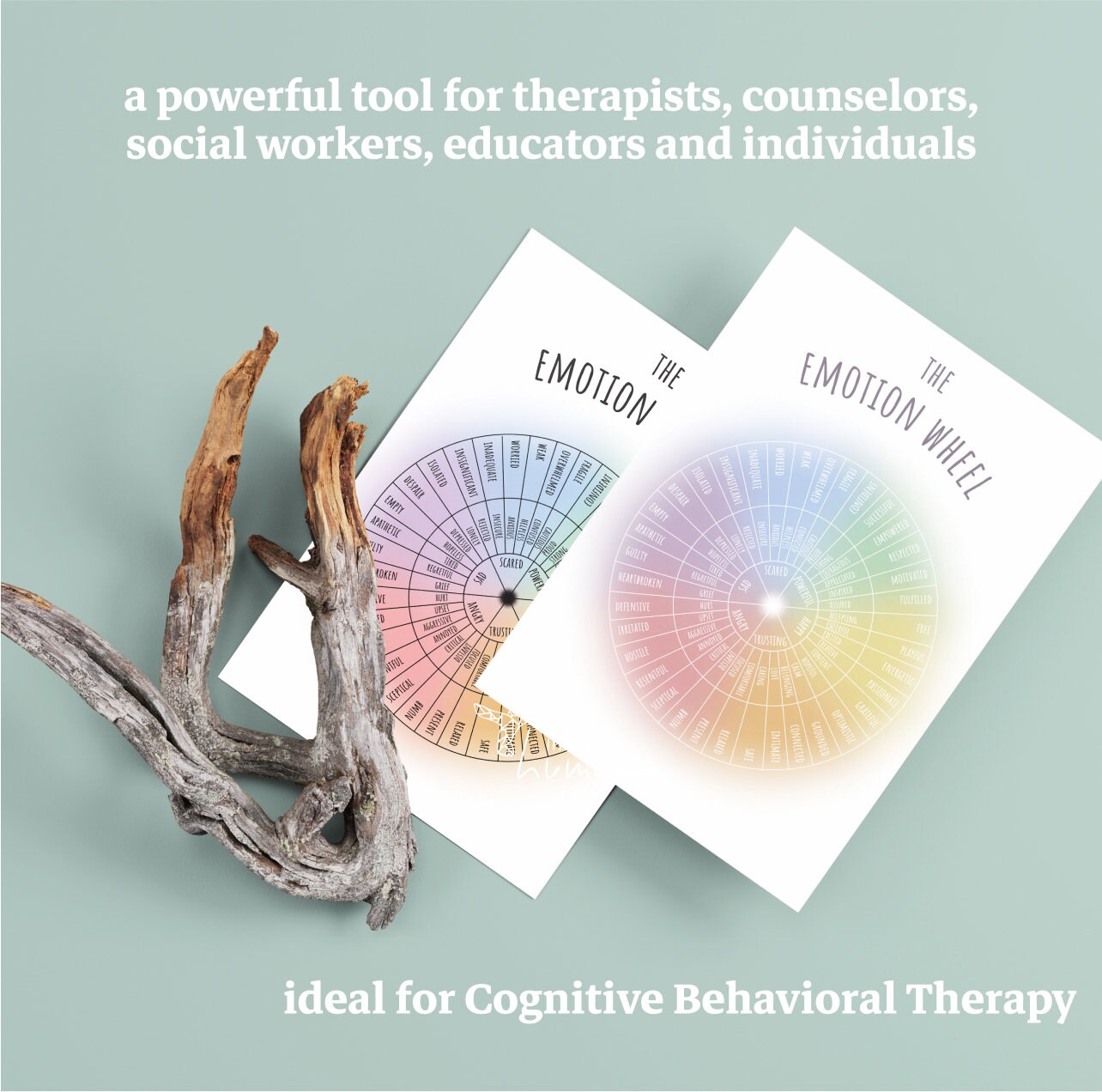 Emotion Wheel Printable Therapy Poster, Aesthetic Office Decor, CBT ...