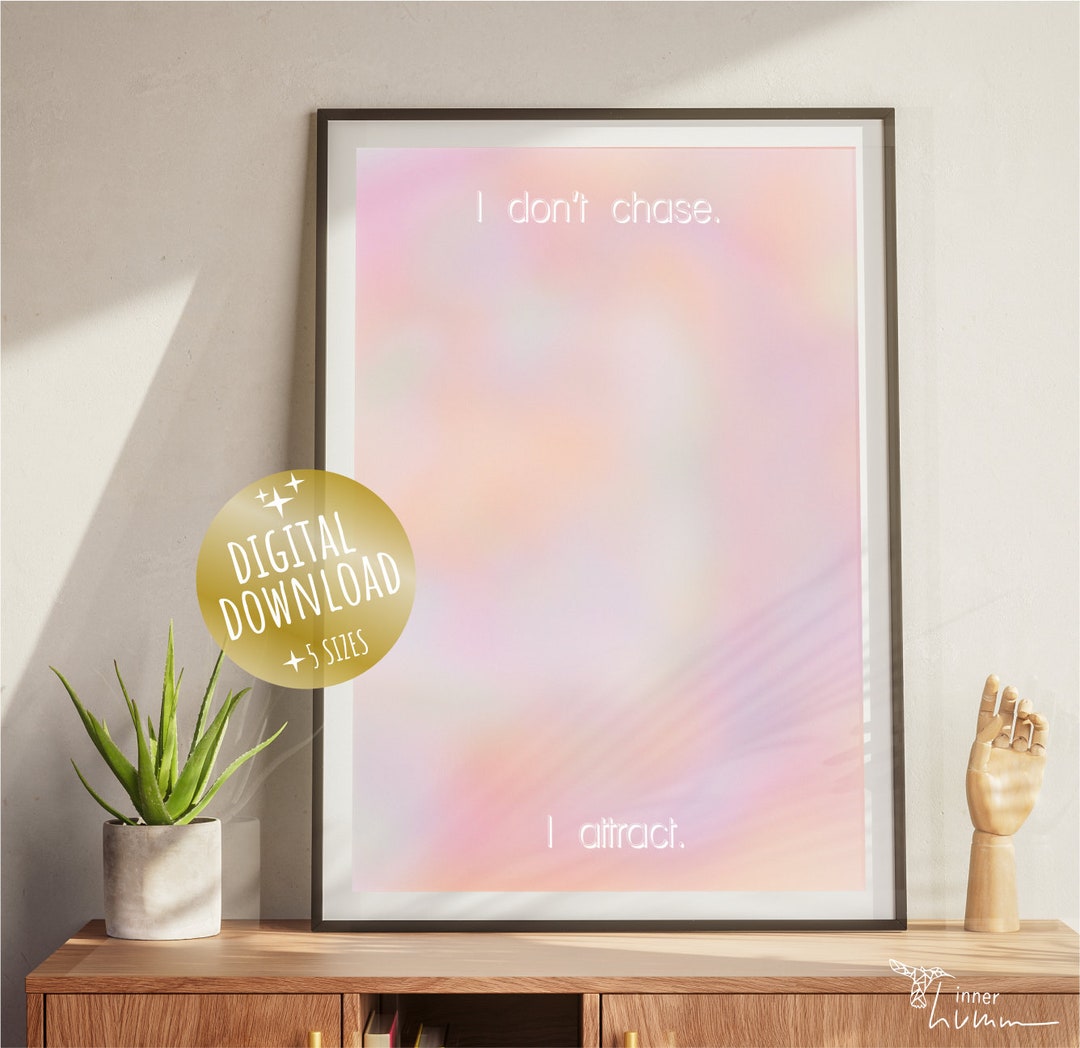 Pastel Pink Manifestation Poster, I Don't Chase I Attract, Digital ...