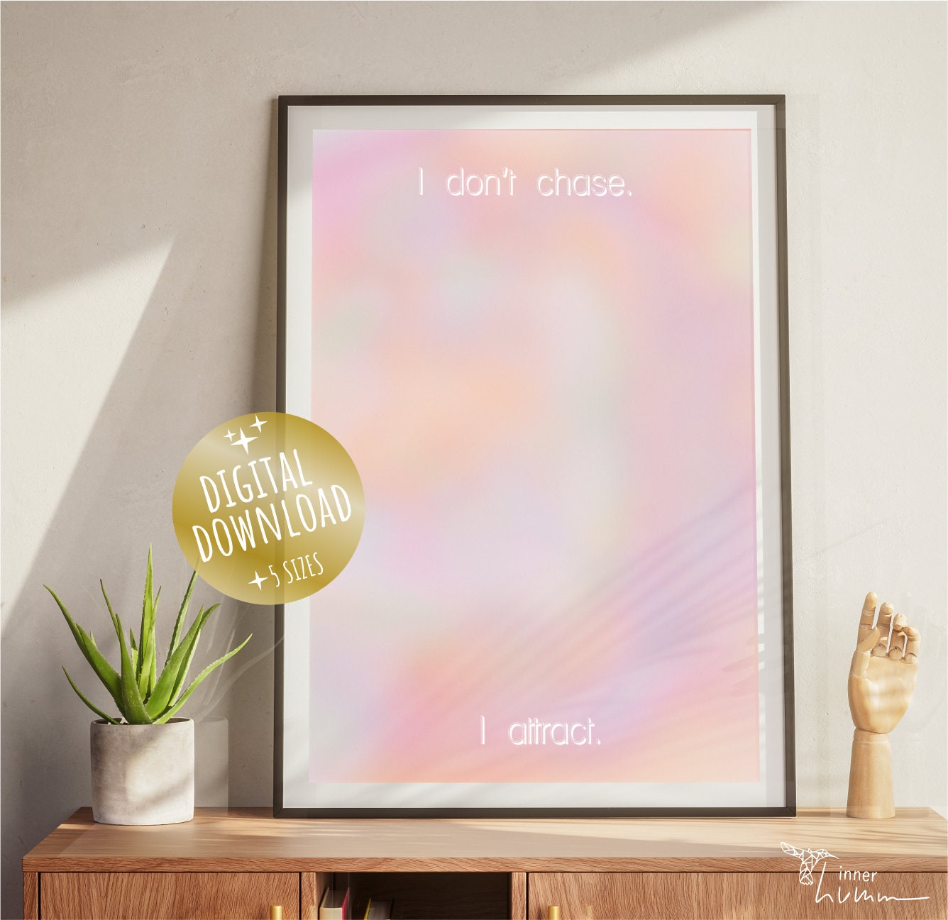 Pastel Pink Manifestation Poster, I Don't Chase I Attract, Digital ...