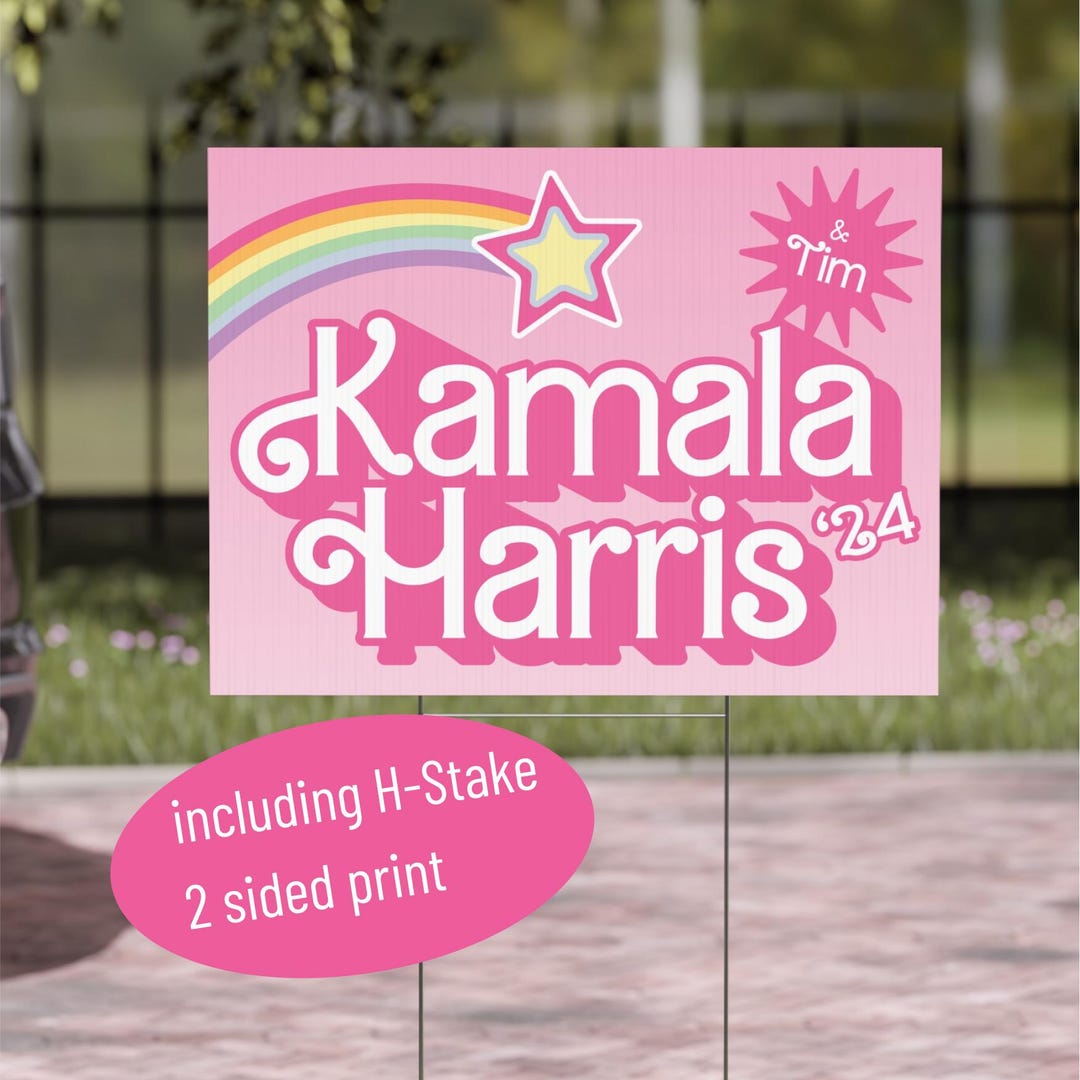 Kamala Harris Yard Sign, Pink Harris Walz 2024 Sign, Kamala & Tim, Pink ...