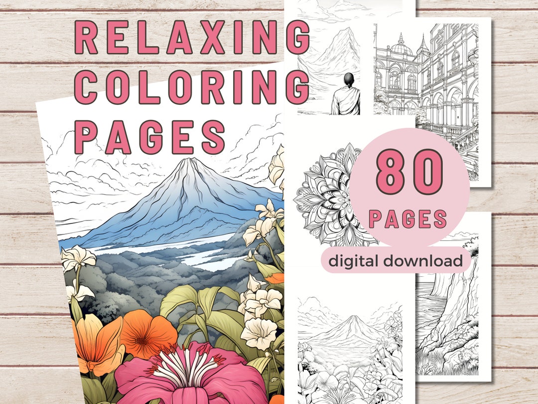 80 Relaxing Coloring Pages, Diverse Coloring Book for Adults, Instant ...