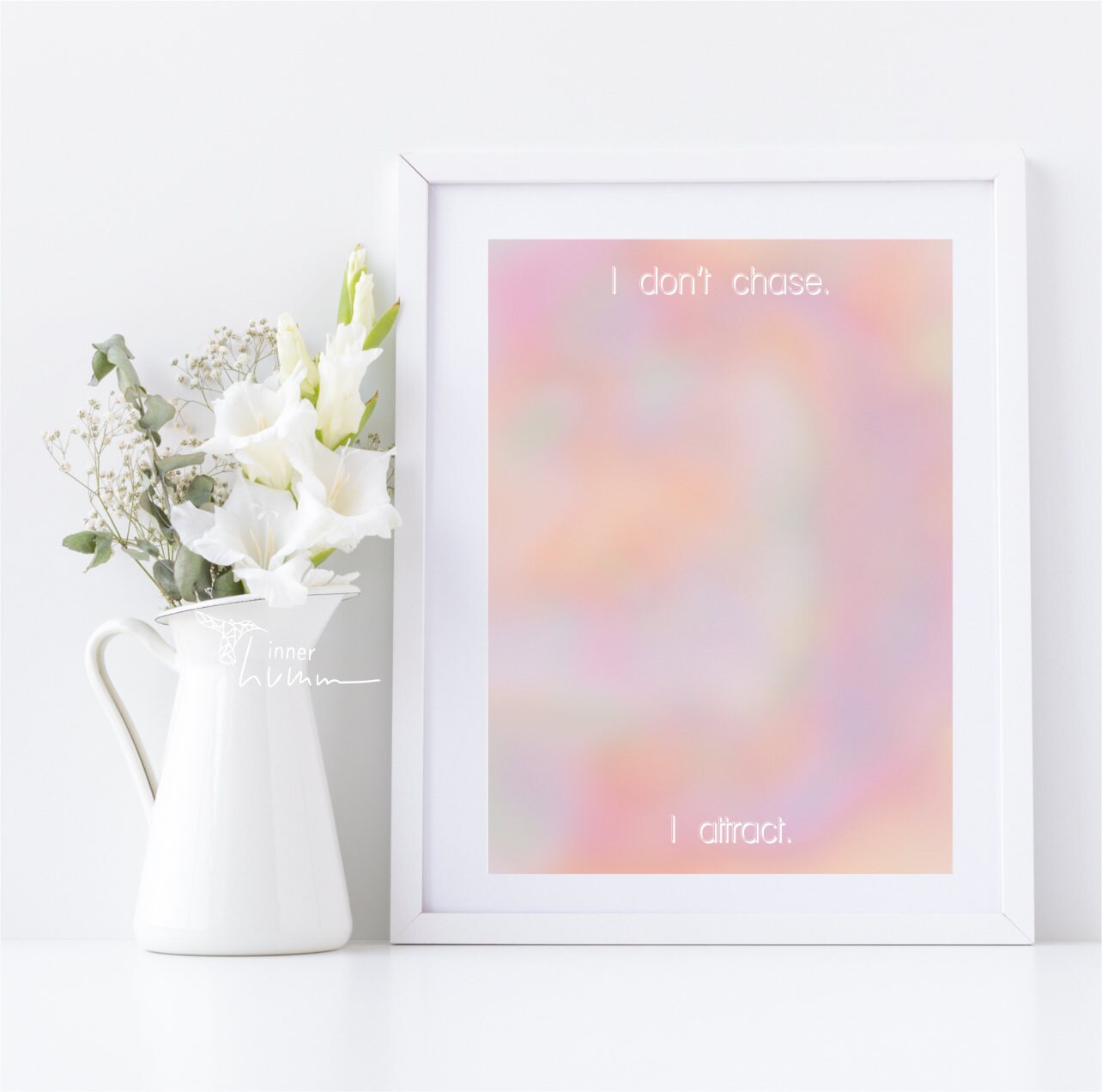 Pastel Pink Manifestation Poster, I Don't Chase I Attract, Digital ...