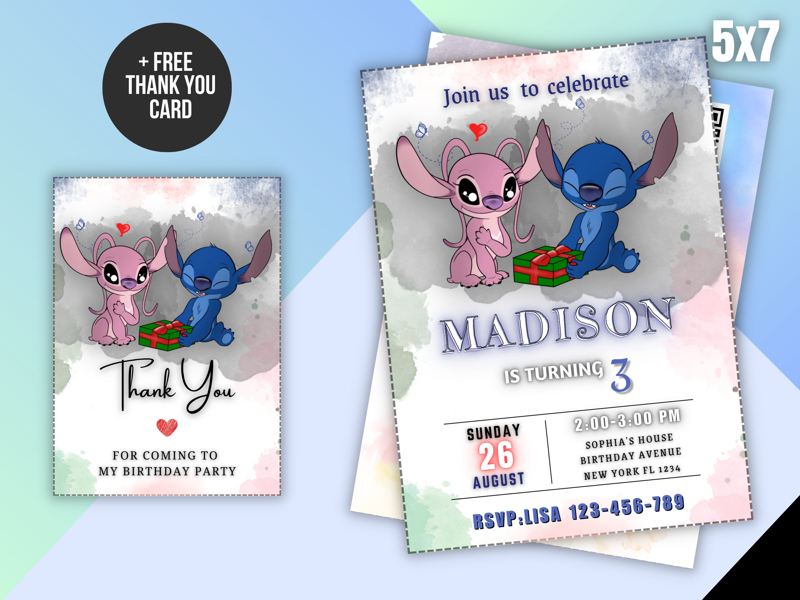 Invitación de cumpleaños de Stitch Invitación editable de Lilo - Etsy ...