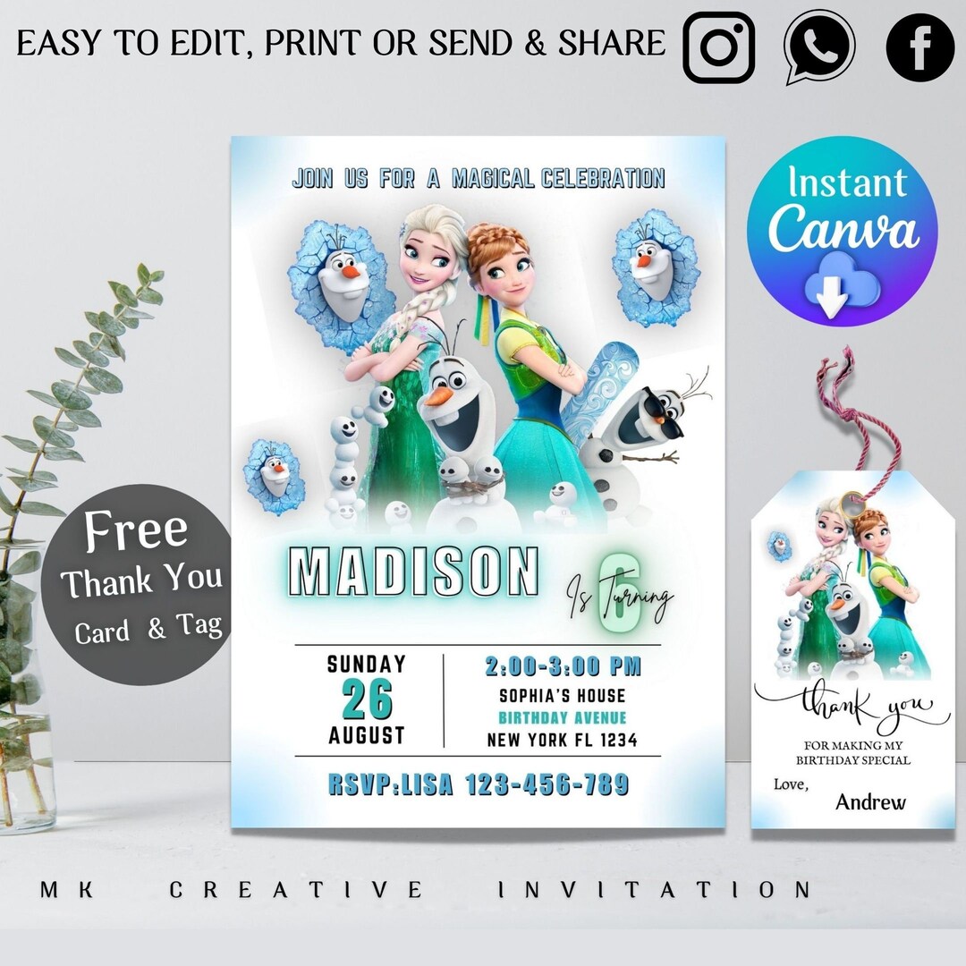 Say let It Go Printable Invitation for Frozen A - Etsy