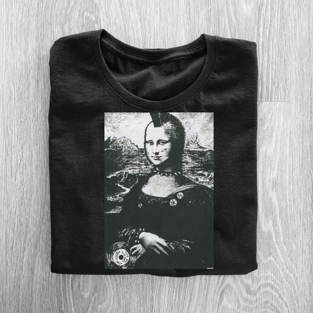 Punk Mona Lisa PNG | Edgy Vintage Art Design | Punk Rock Digital ...