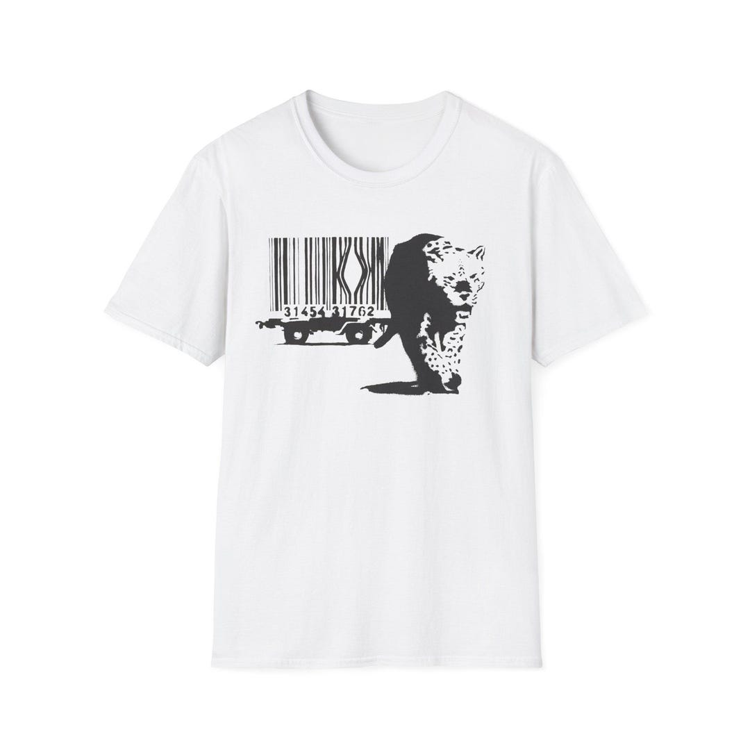 Barcode Tiger Illustration T-shirt | Grayscale Bear Barcode Design - Etsy