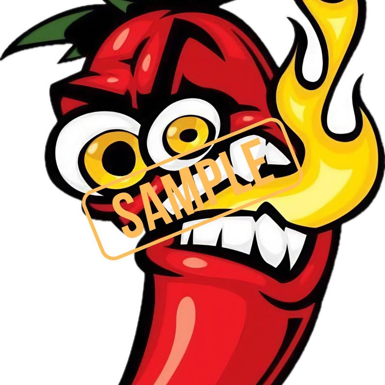 Fiery Angry Chili Pepper Clipart - Cartoon Hot Pepper PNG for T-shirts ...