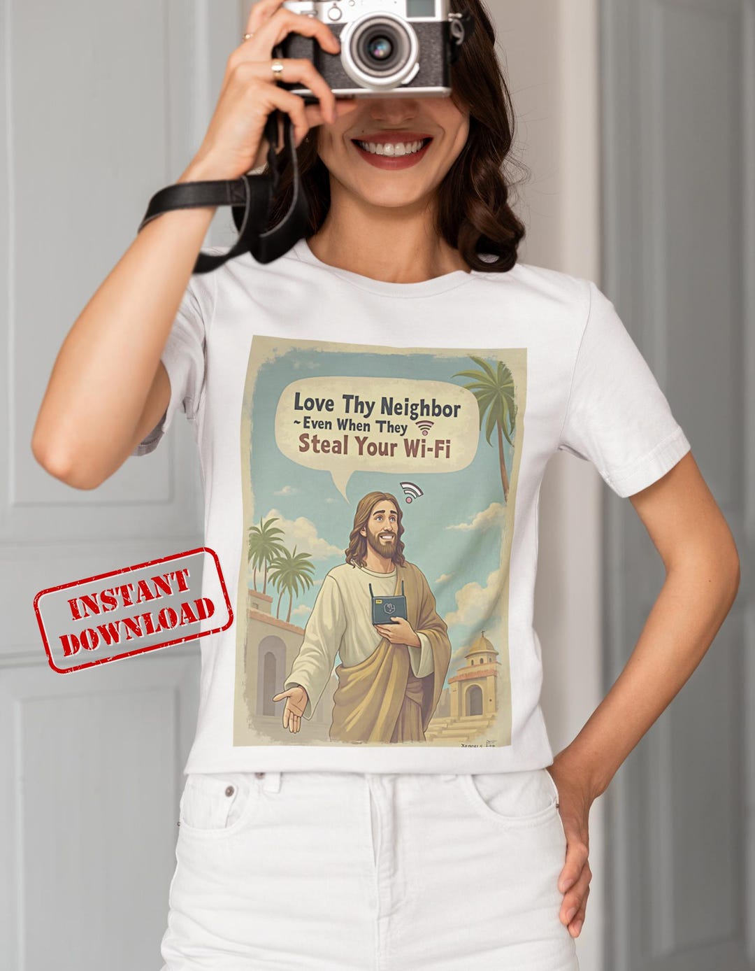 Humorous Christian Wi-fi Quote SVG Love Thy Neighbor Digital Design for ...