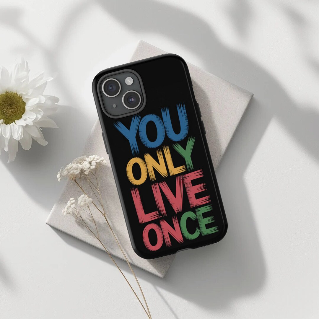 YOLO Colorful Typography Matte iPhone Case - Fun Motivational Cover - Etsy