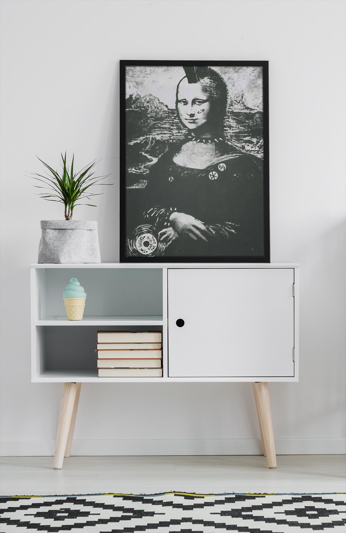 Punk Mona Lisa PNG | Edgy Vintage Art Design | Punk Rock Digital ...