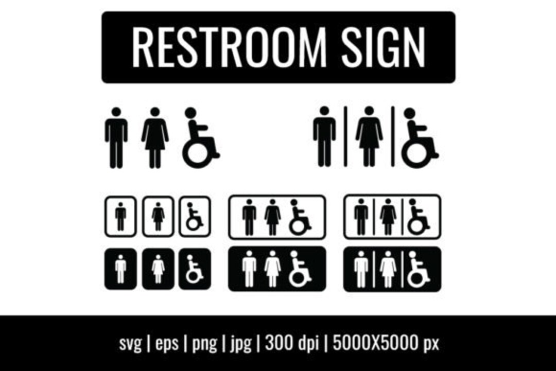 Collection of Restroom Signs and Symbols Toilet Wc Bathroom - Etsy