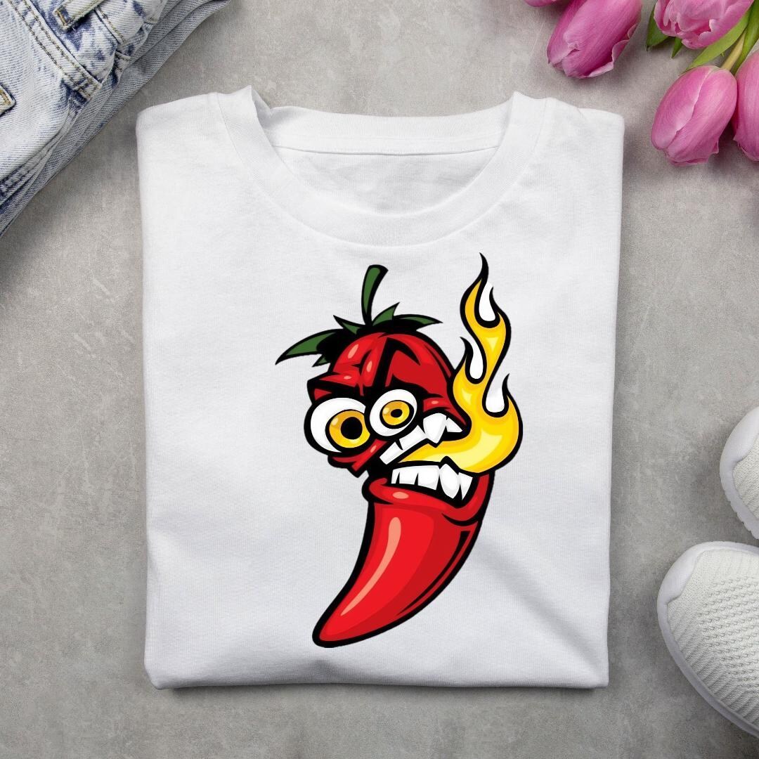 Fiery Angry Chili Pepper Clipart - Cartoon Hot Pepper PNG for T-shirts ...
