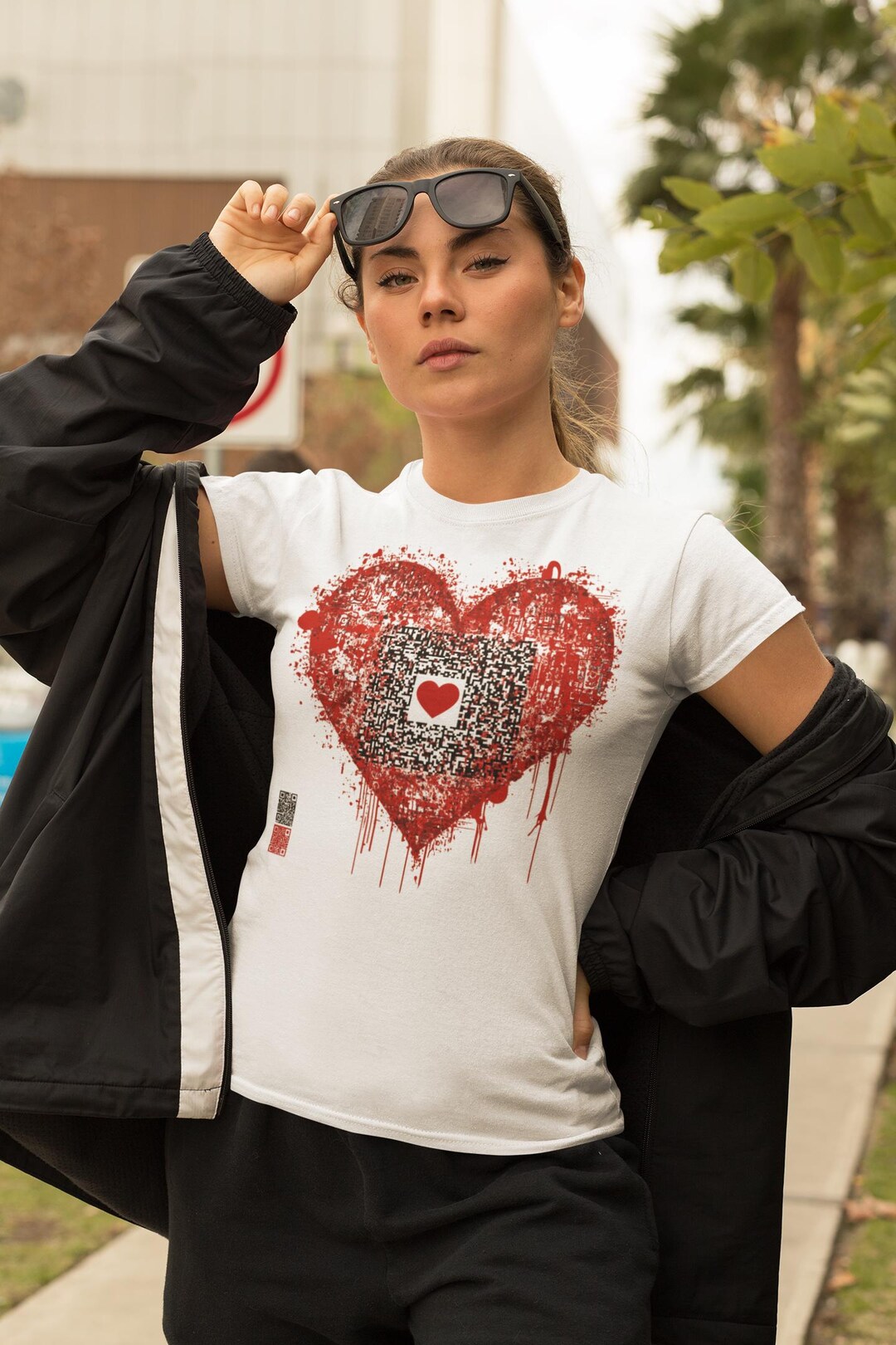 Grunge Valentine QR Code Heart Art: Digital Love Design Print ...