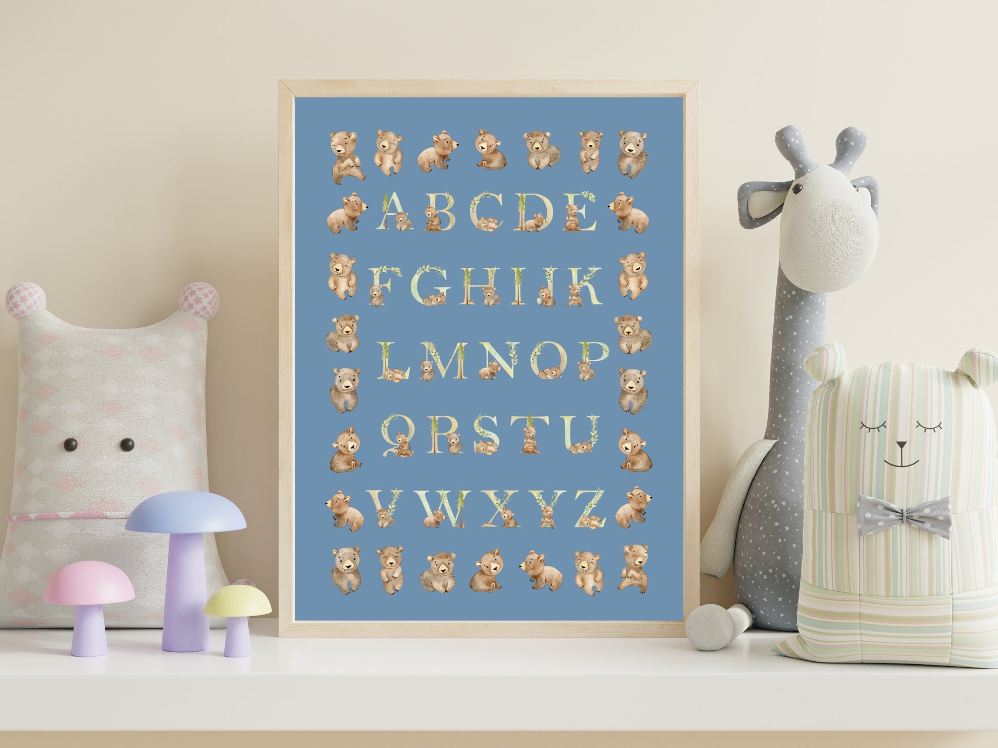 Printable Brown Bear Alphabet Bear Theme ABC for Nursery - Etsy