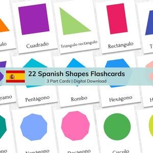 22 Spanish Shapes Flashcards for Kids | 2D Geometric Shapes Educational ...